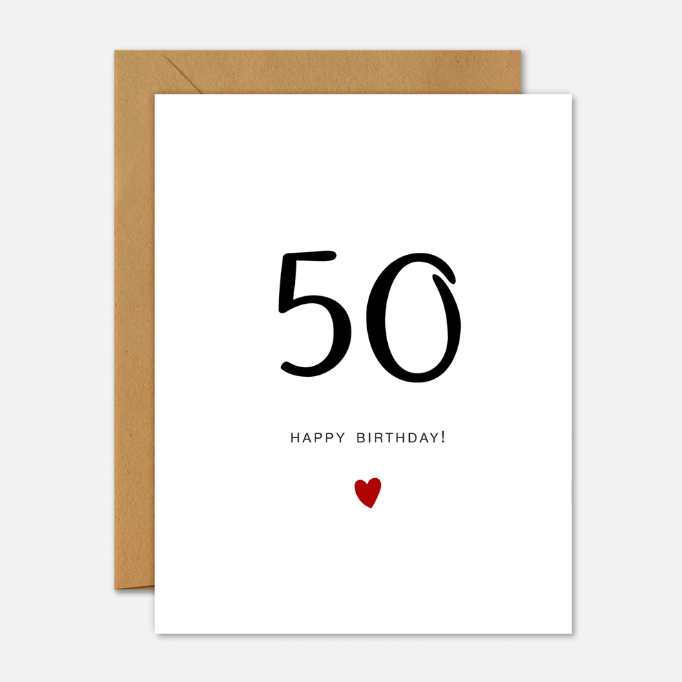 50th birthday card – milestone card for turning fifty – Footnotes Paper