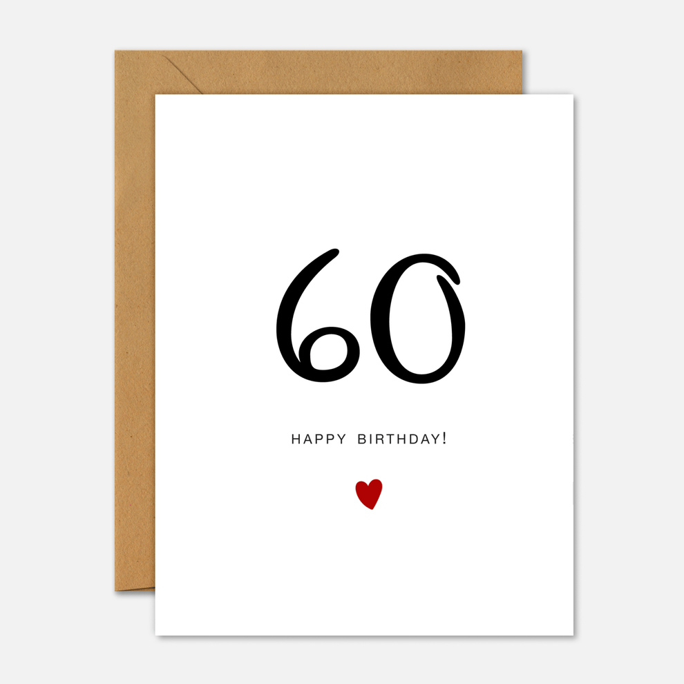 60th birthday card – milestone card for turning sixty – Footnotes Paper