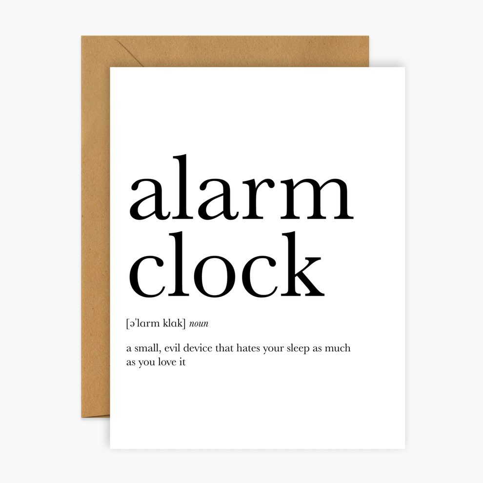 Alarm Clock Definition Everyday Greeting Card | Footnotes Paper