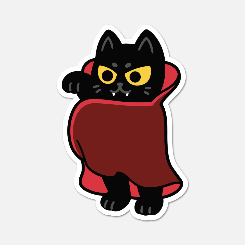 Black Cat Vampire Sticker – Spooky & Cute – Footnotes Paper