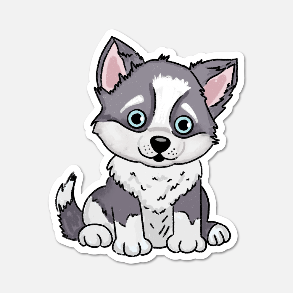 Luna Husky Die-Cut Sticker | Blue-Eyed Dog Vinyl Decal with Matte ...