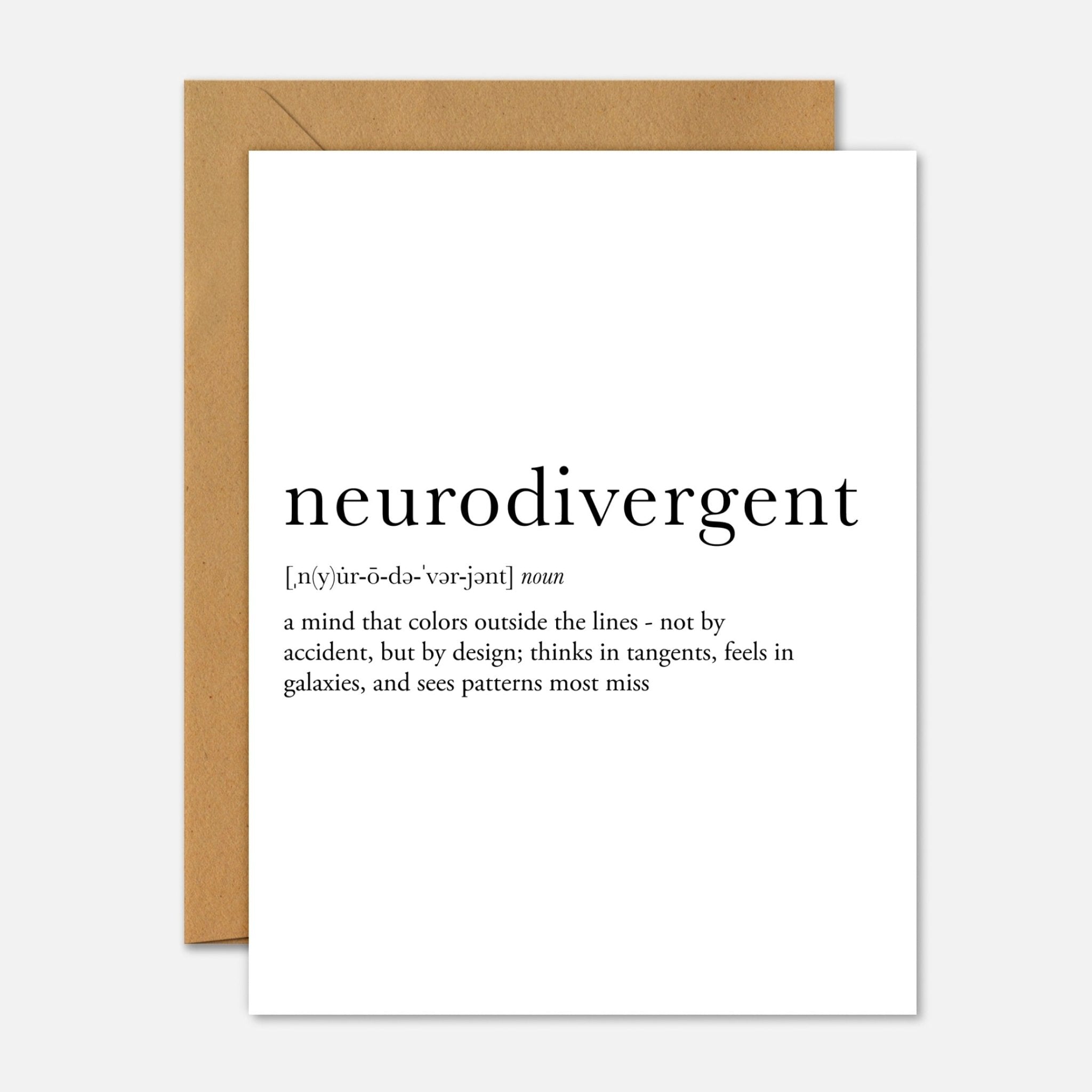 Neurodivergent Definition – Mental Health Greeting Card – Footnotes Paper