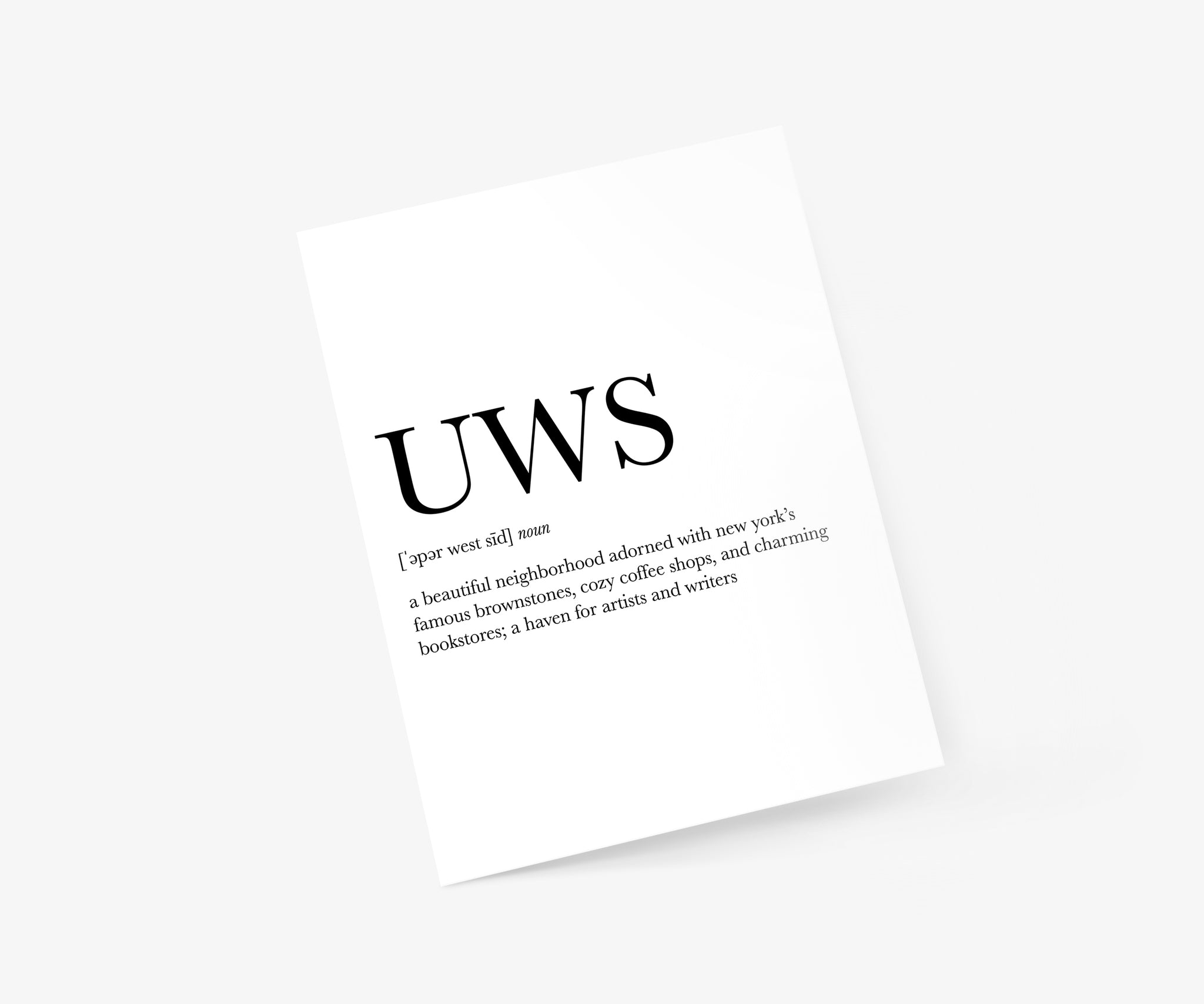 UWS Definition - New York City Everyday Card | Footnotes Paper